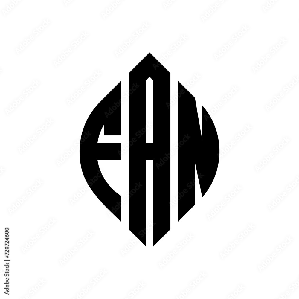 FAN circle letter logo design with circle and ellipse shape. FAN ...