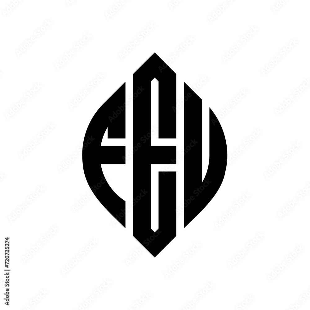 FEU circle letter logo design with circle and ellipse shape. FEU ...