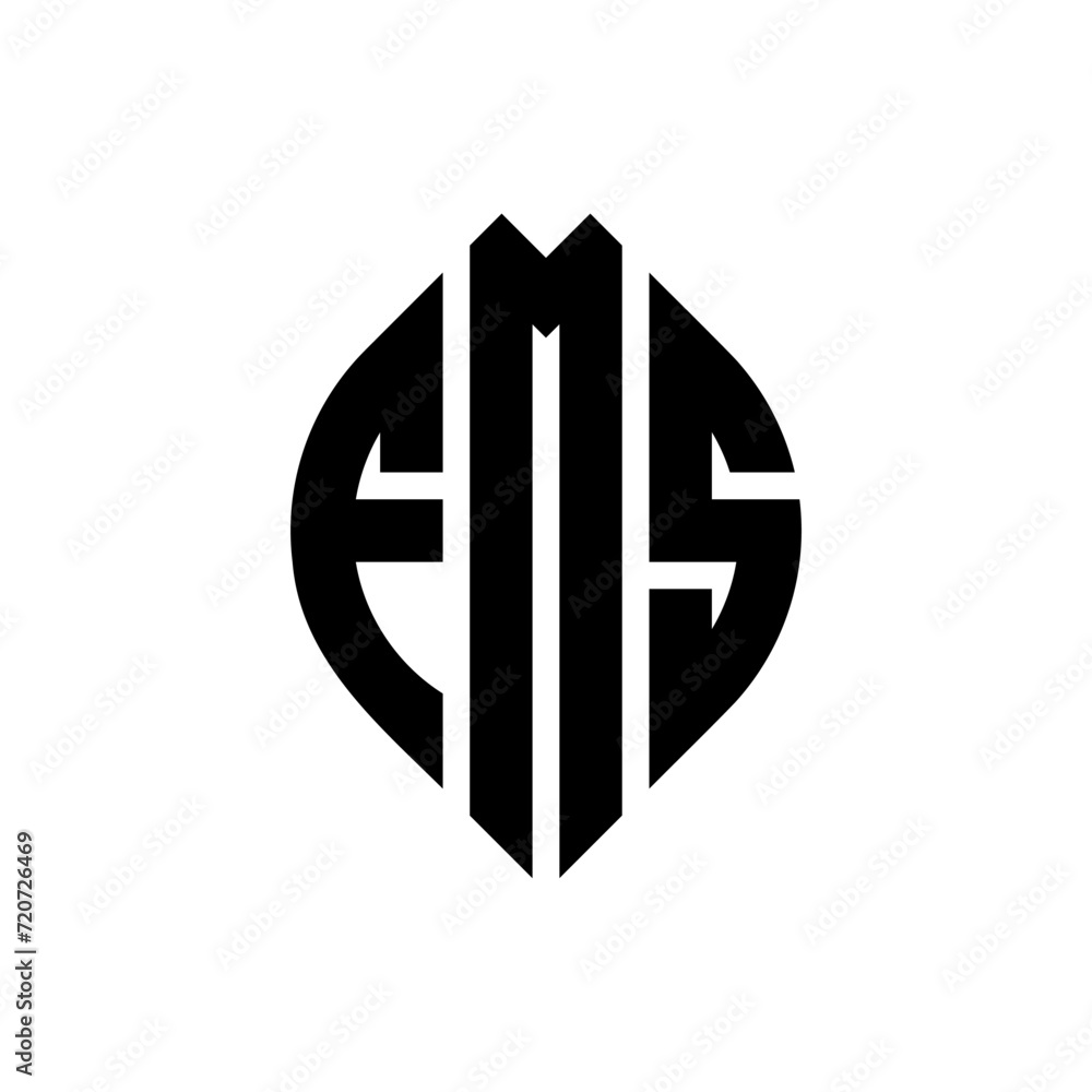 FMS circle letter logo design with circle and ellipse shape. FMS ...