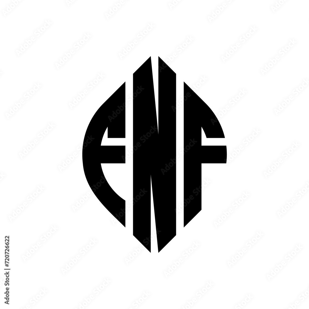 FNF circle letter logo design with circle and ellipse shape. FNF ...