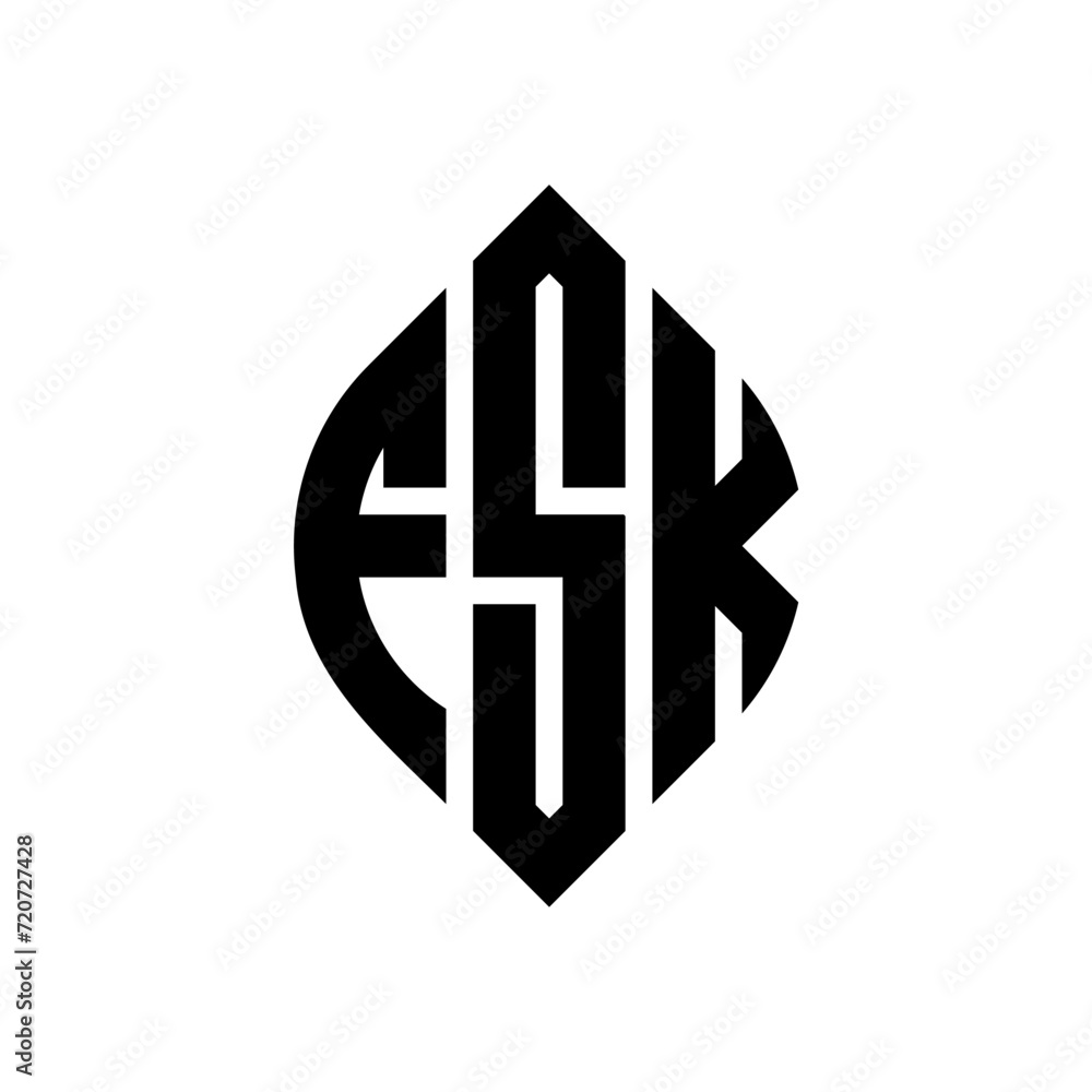 FSK circle letter logo design with circle and ellipse shape. FSK ...
