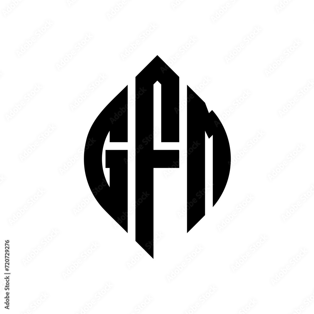 GFM circle letter logo design with circle and ellipse shape. GFM ...