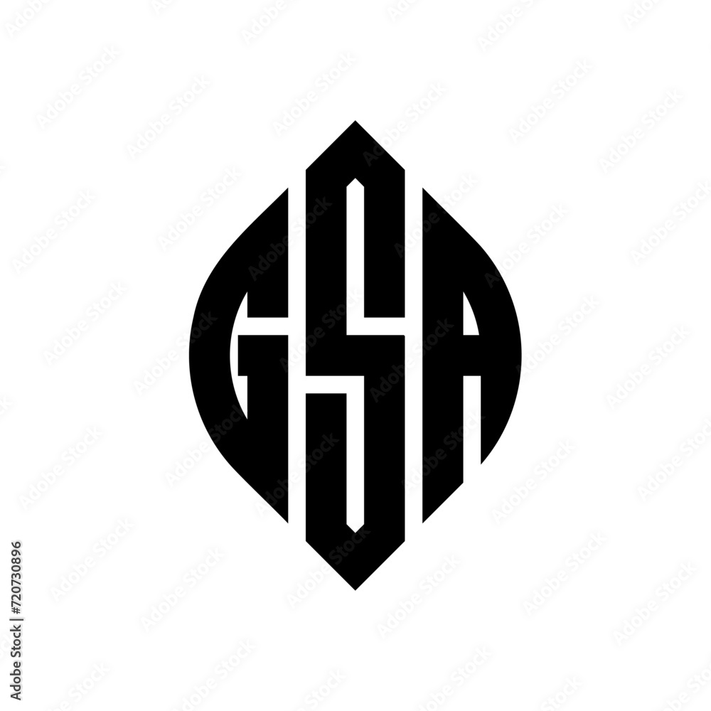 GSA circle letter logo design with circle and ellipse shape. GSA ...