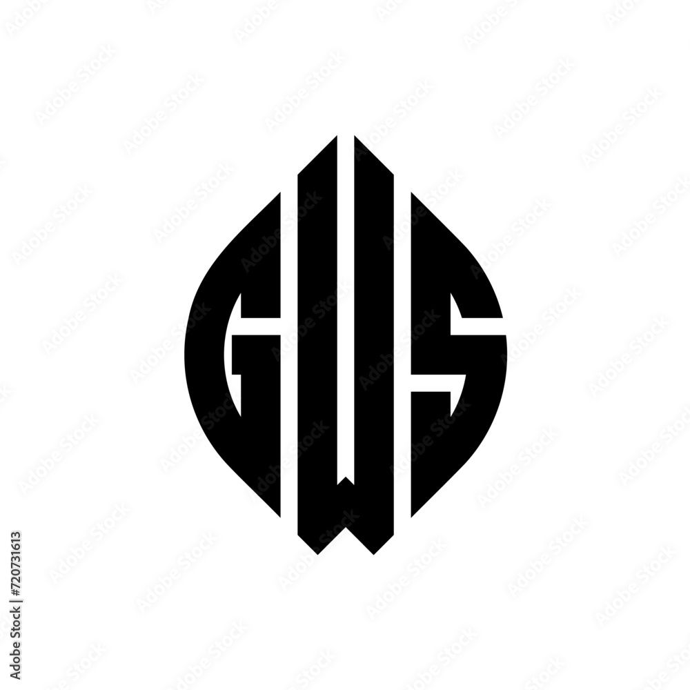 GWS circle letter logo design with circle and ellipse shape. GWS ...