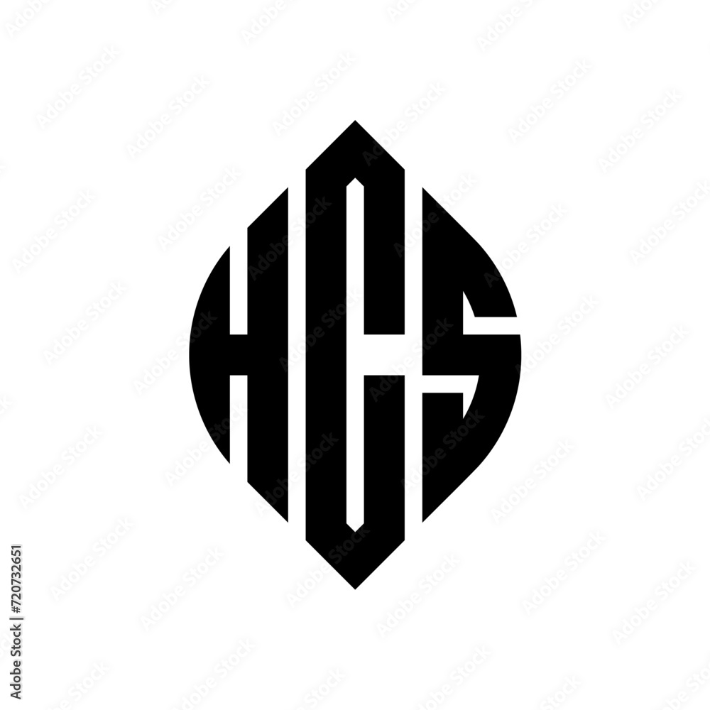 HCS circle letter logo design with circle and ellipse shape. HCS ellipse letters with ...