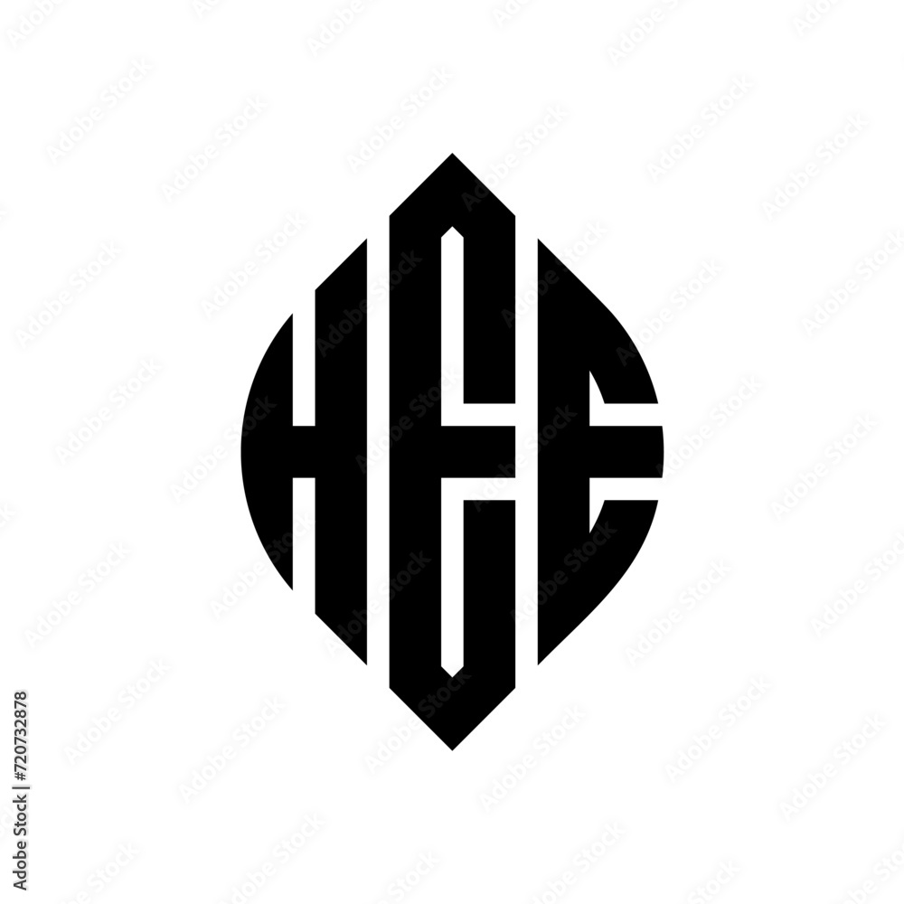 HEE circle letter logo design with circle and ellipse shape. HEE ...