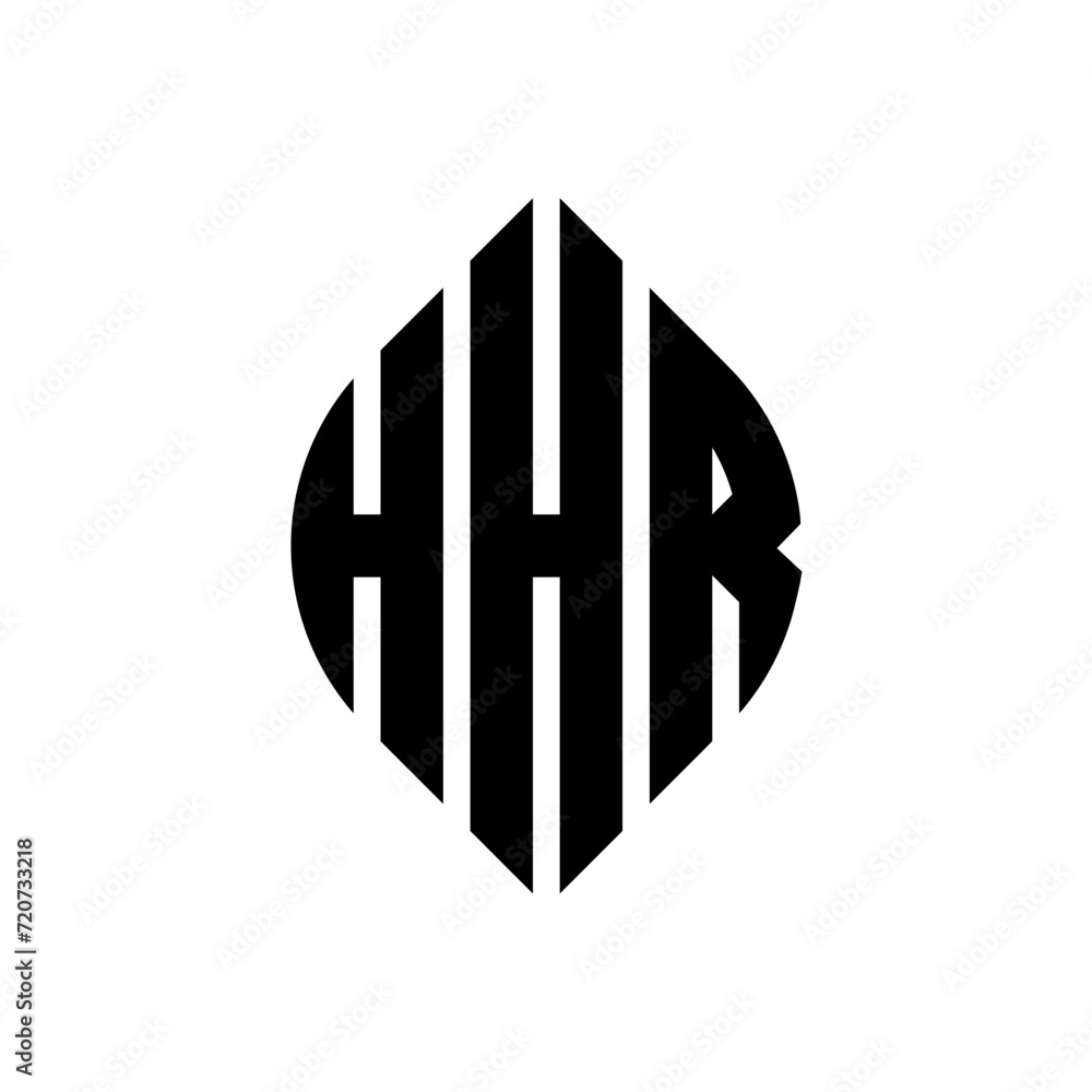 HHR circle letter logo design with circle and ellipse shape. HHR ...