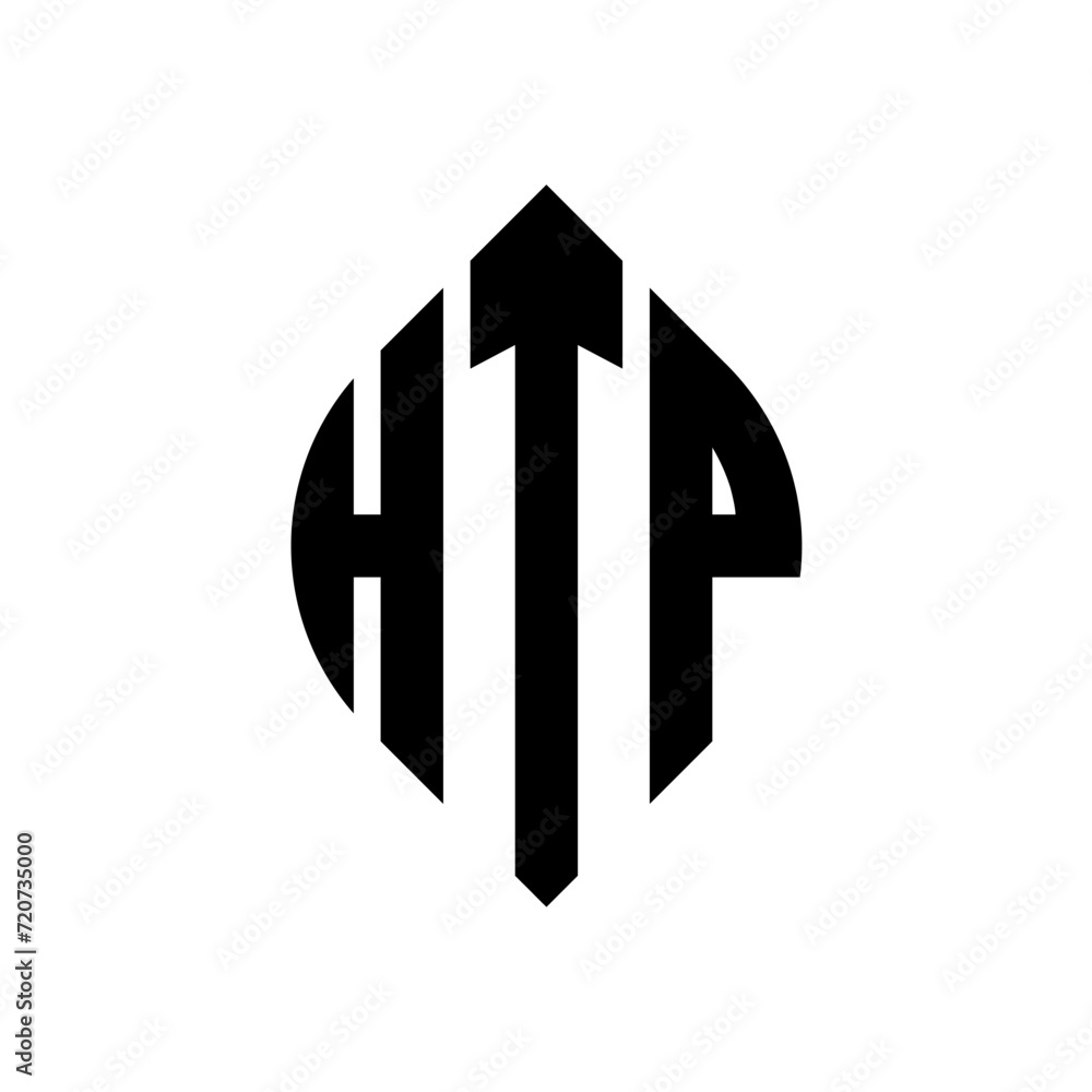 HTP circle letter logo design with circle and ellipse shape. HTP ...