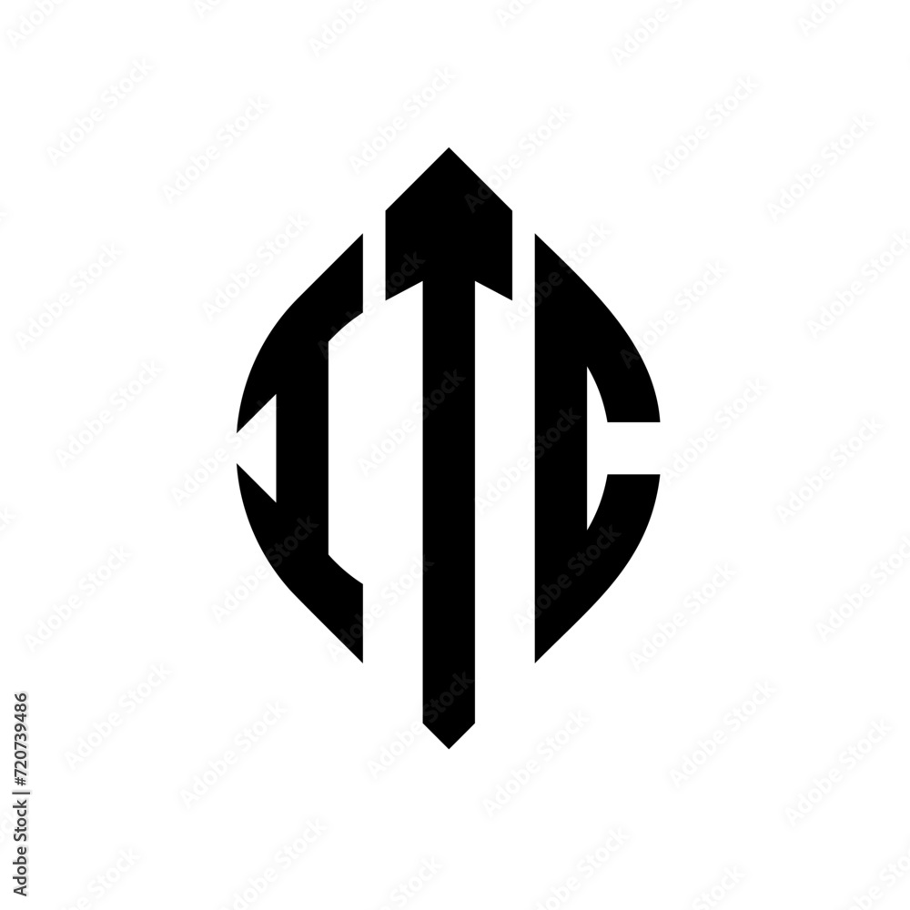 ITC circle letter logo design with circle and ellipse shape. ITC ...