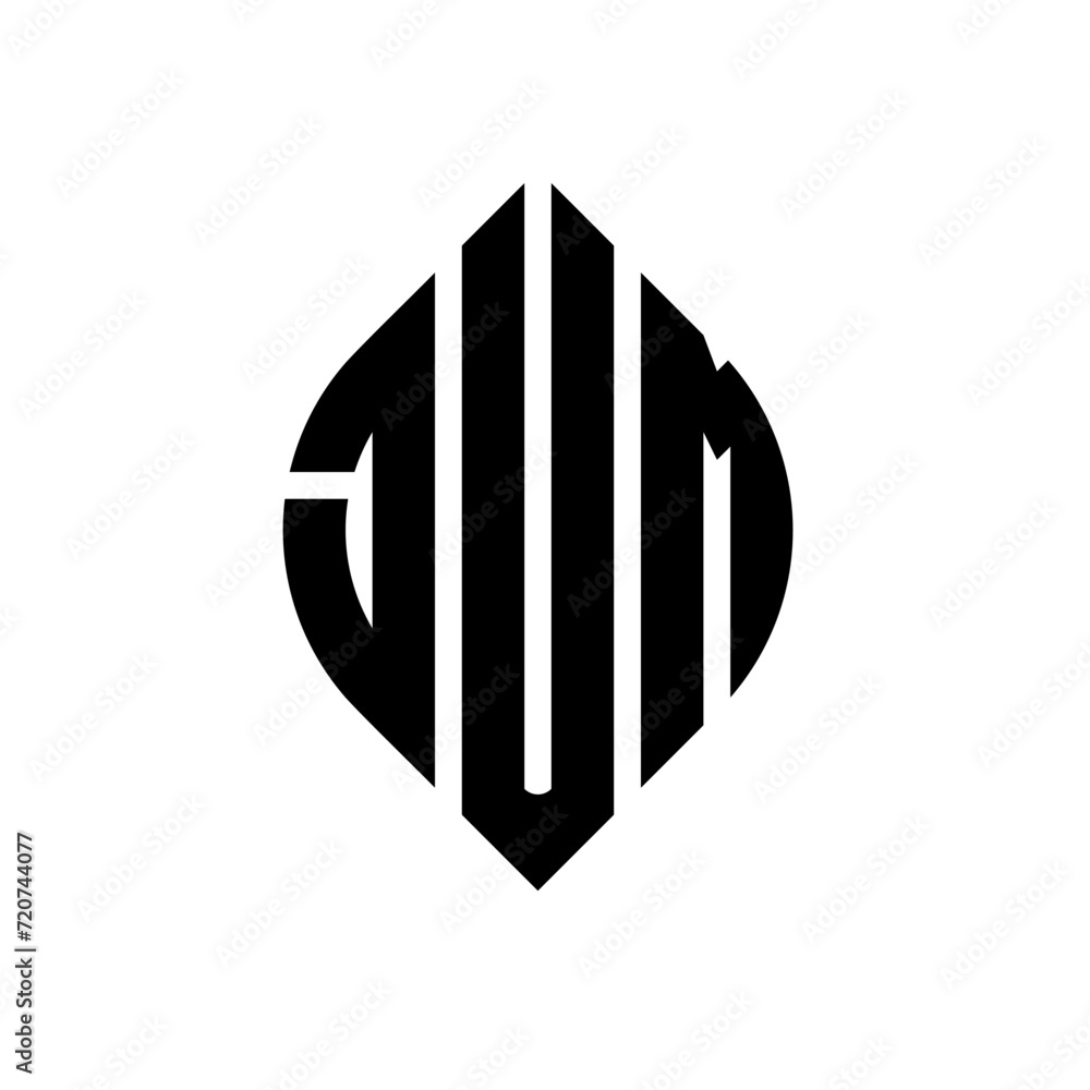 JUM circle letter logo design with circle and ellipse shape. JUM ...