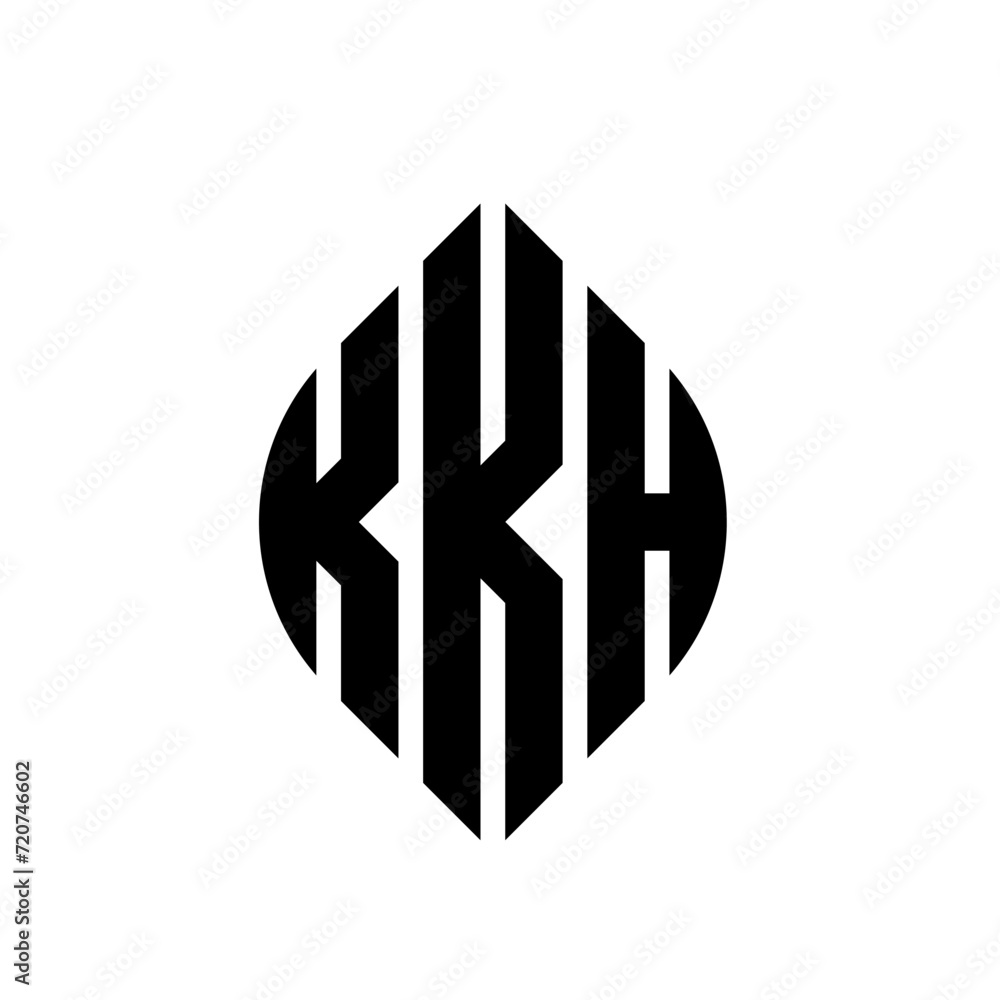 KKH circle letter logo design with circle and ellipse shape. KKH ...