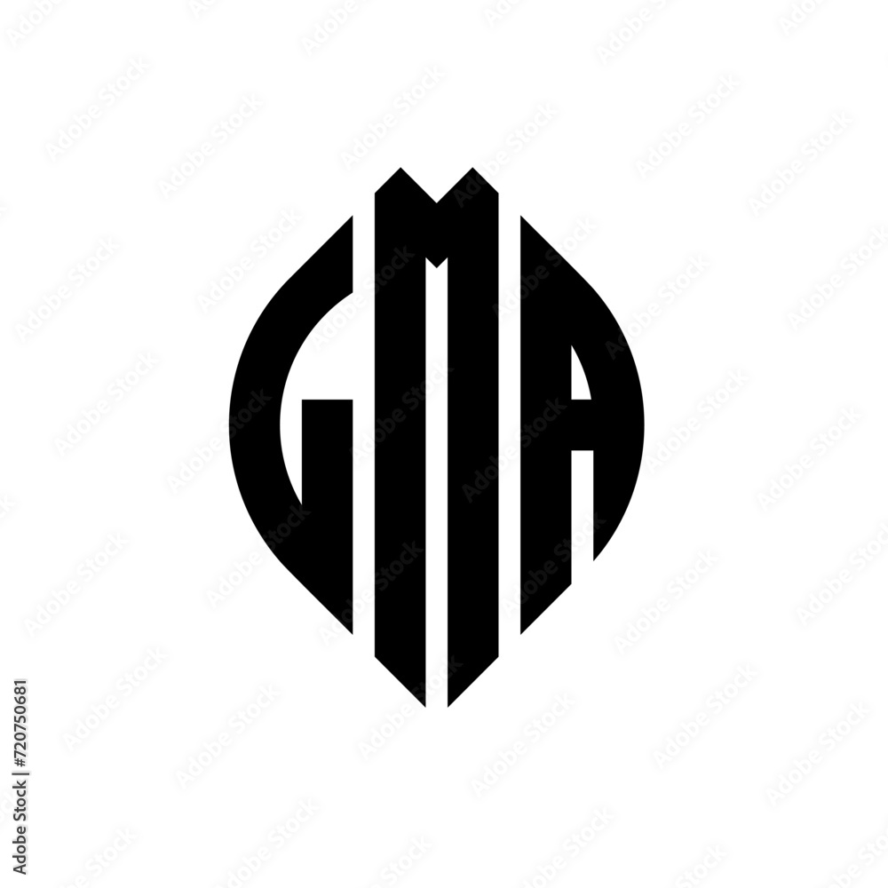 LMA circle letter logo design with circle and ellipse shape. LMA ...