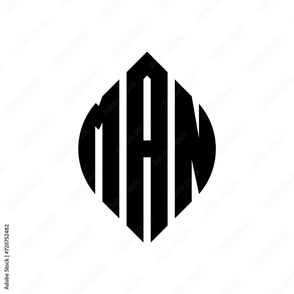 MAN circle letter logo design with circle and ellipse shape. MAN ...