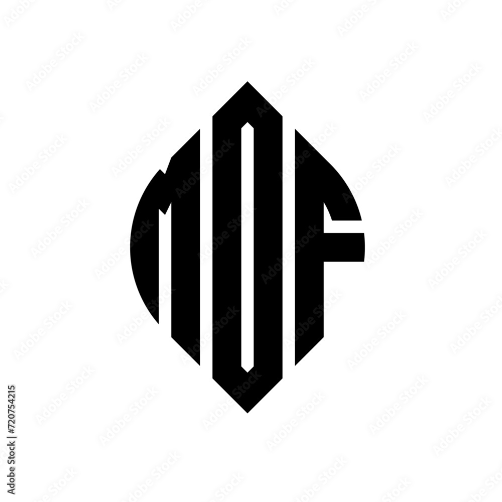 MOF circle letter logo design with circle and ellipse shape. MOF ...