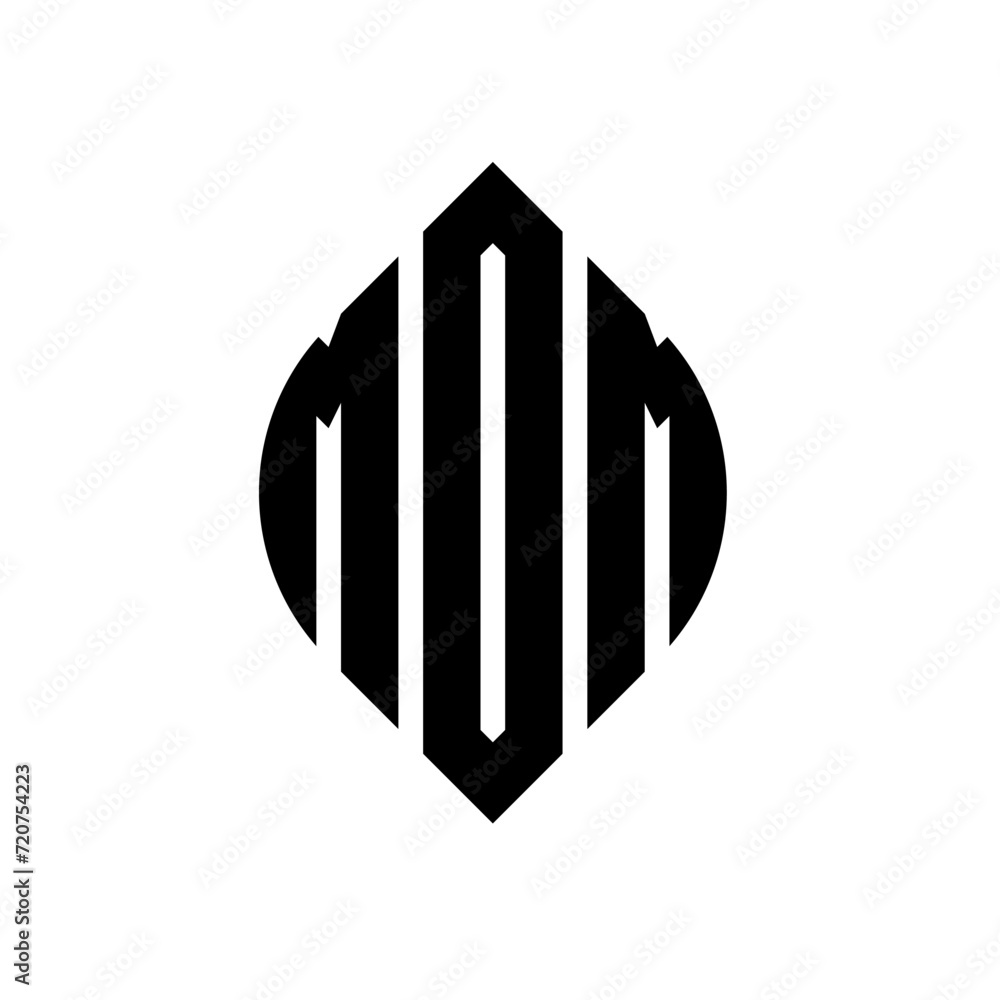 MOM circle letter logo design with circle and ellipse shape. MOM ...