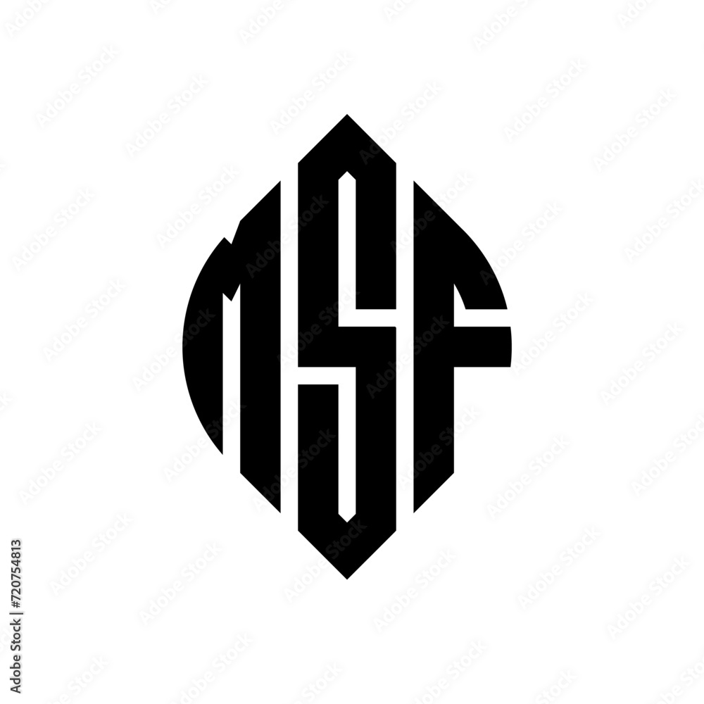 MSF circle letter logo design with circle and ellipse shape. MSF ...