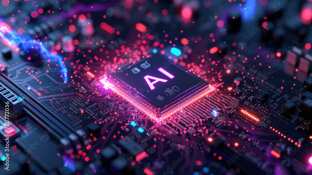 CPU chips circuit board, AI processor and microchips. Core of ...