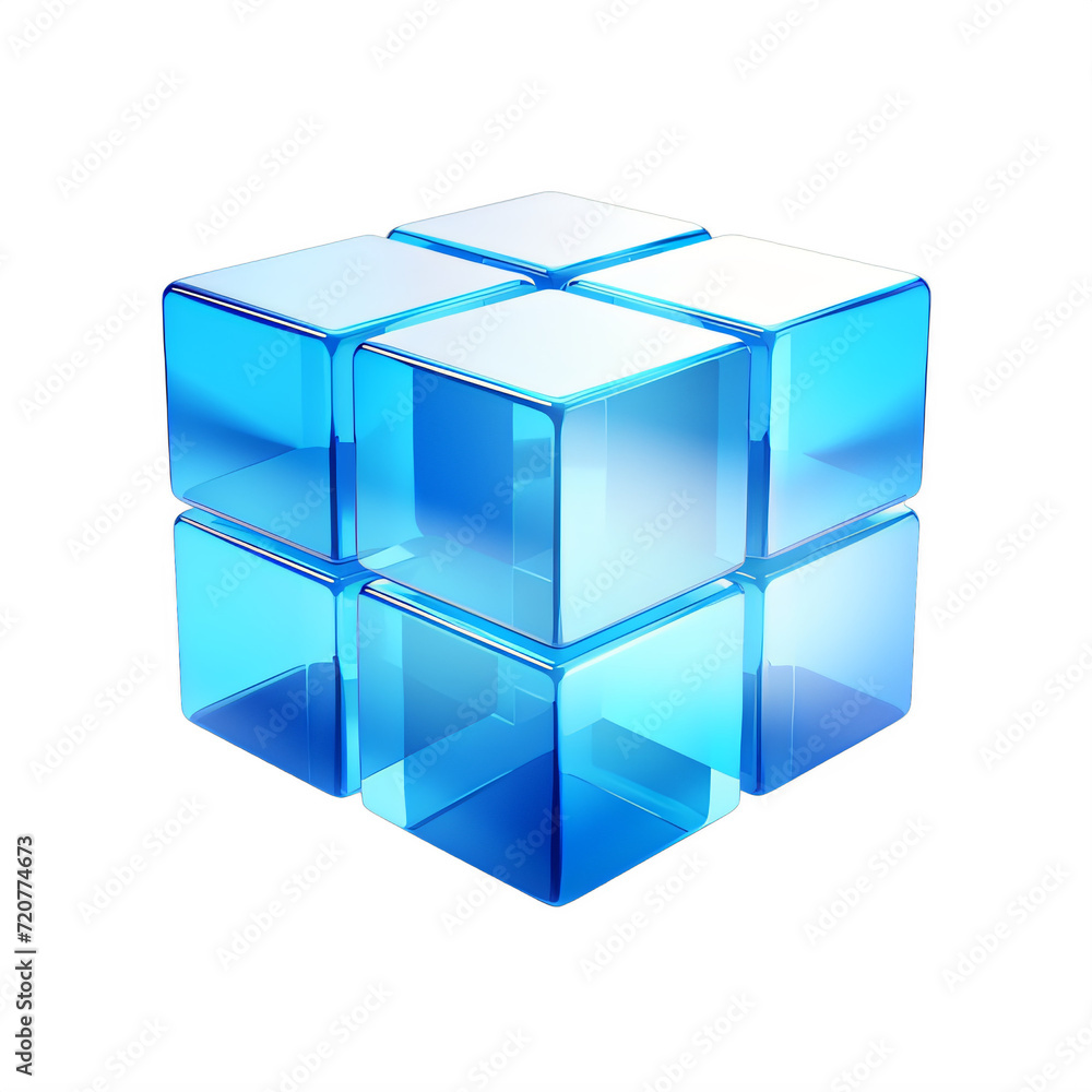 a 2 by 2 blue crystal cube on a transparent background png isolated ...