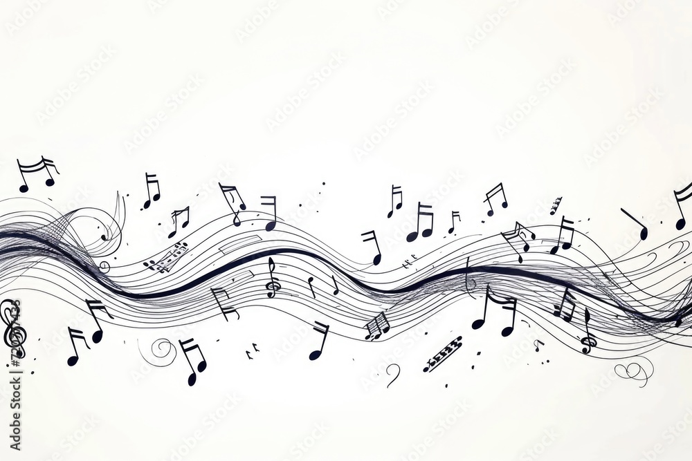 Musical notes arranged together on a plain white background. Suitable ...