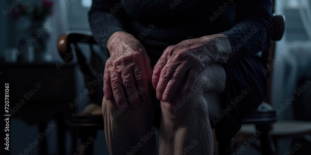 A person is depicted sitting in a chair with their hands resting on ...