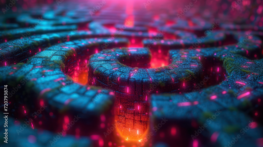 Abstract illustration of an unusual and dangerous labyrinth made of ...