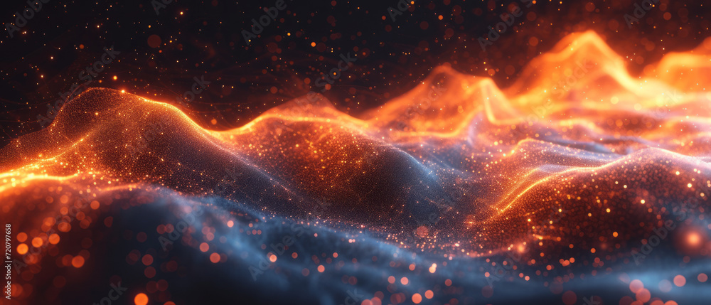 Data visualization, Dark indigo and orange, High-tech background with ...