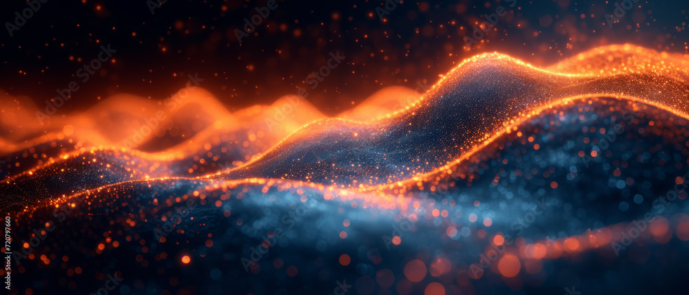 Data visualization, Dark indigo and orange, High-tech background with ...