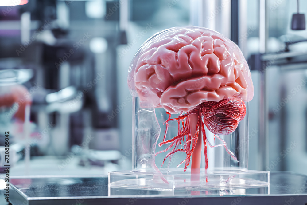 3d bio printing of the brain. Futuristic concept of printing human ...