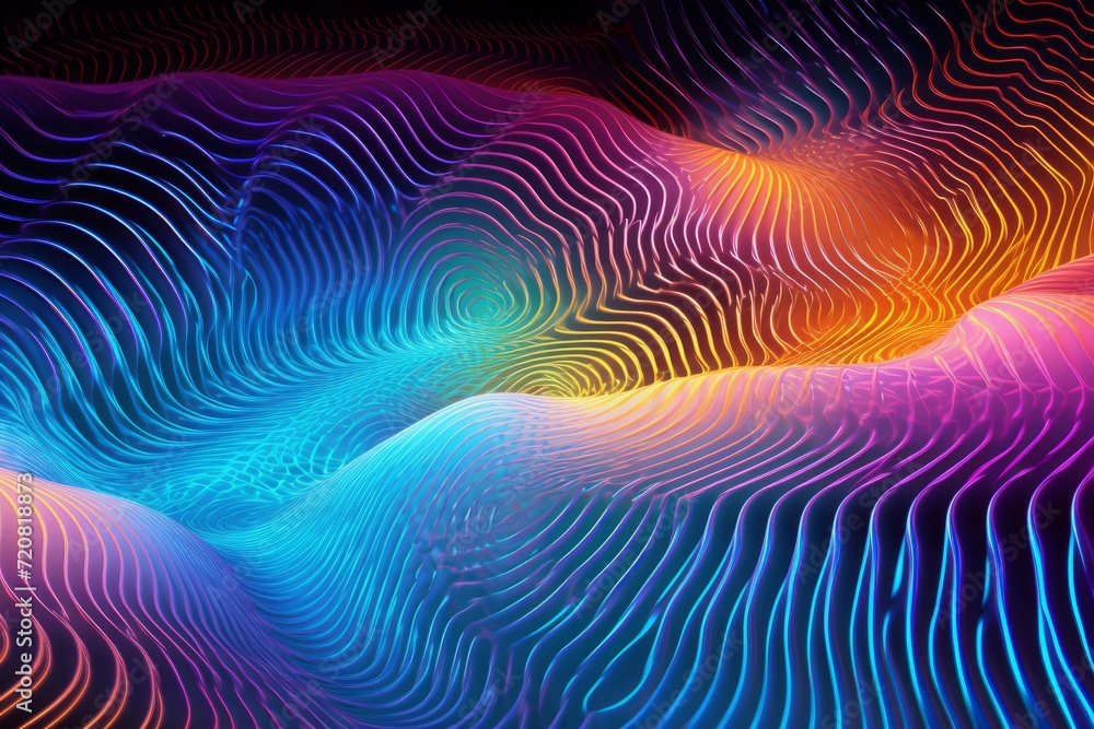 Graphic patterned background of seamless light waves and diffraction ...