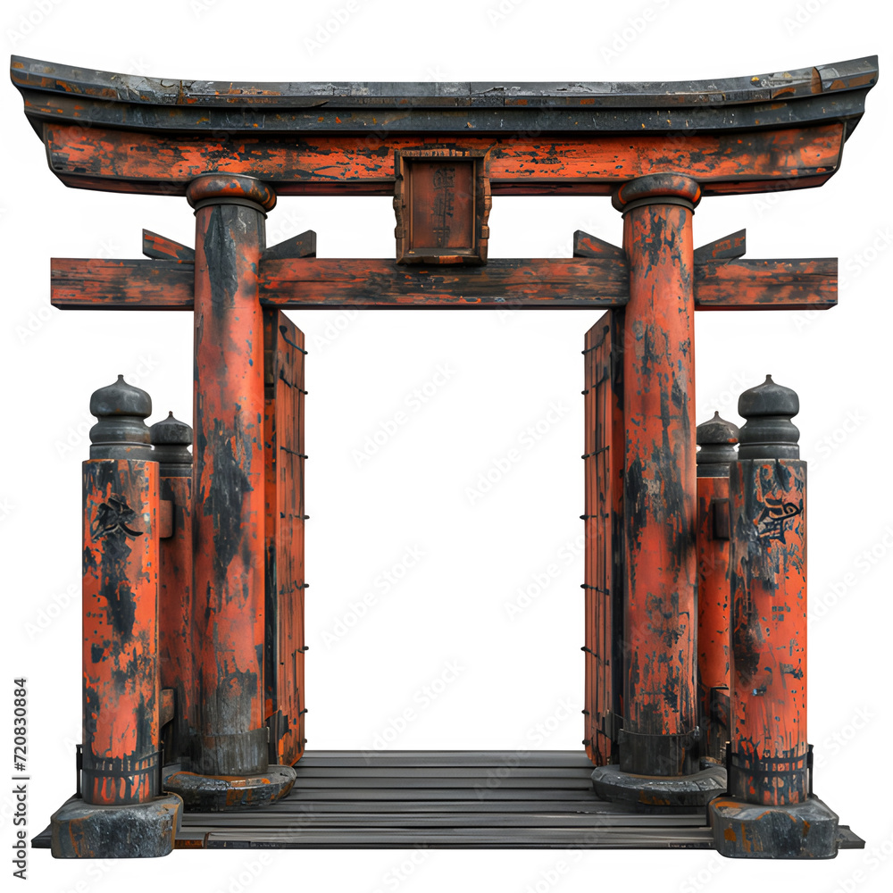 torii gate isolated on transparent background ,Chinese temple gate ...