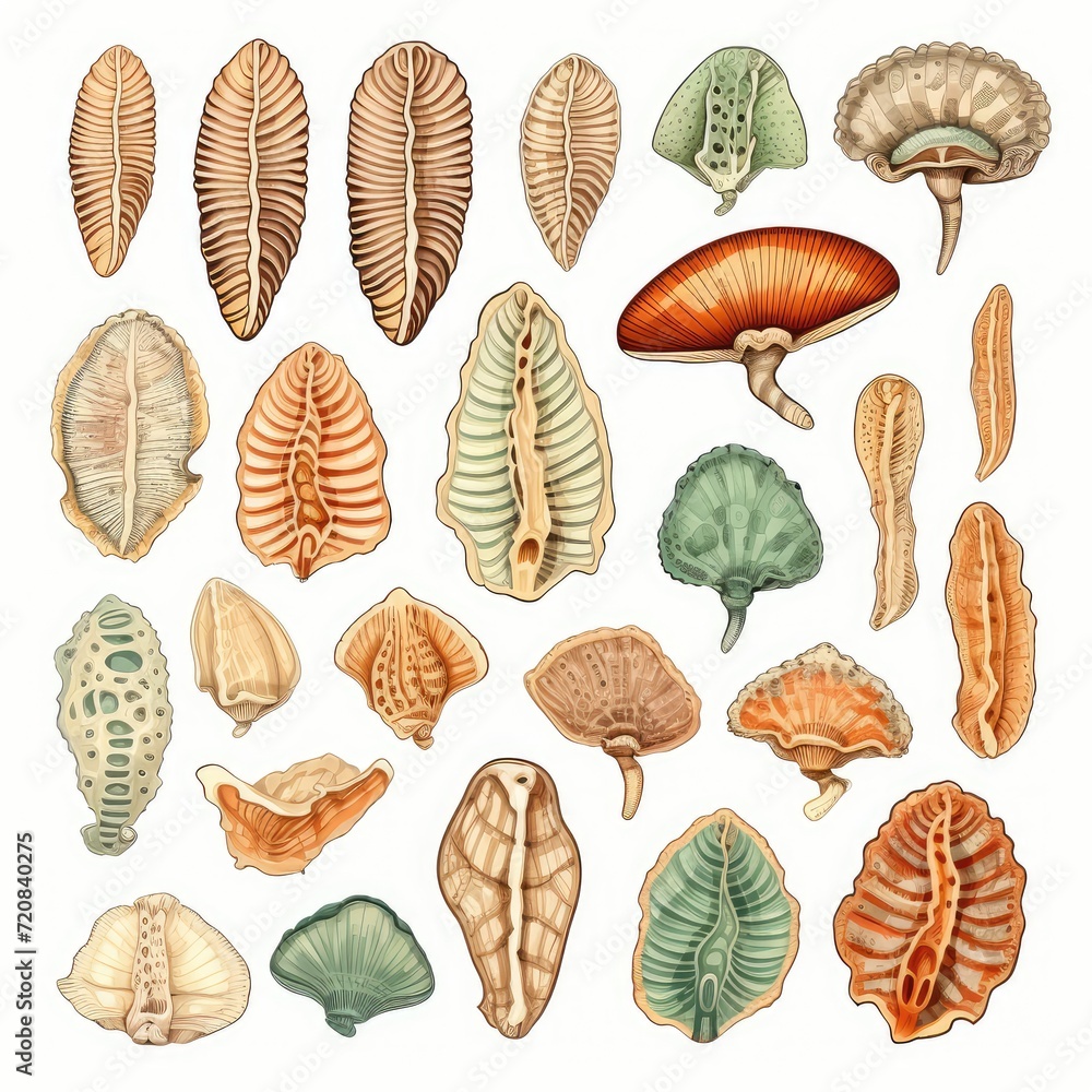 Fossils Set, Archeologic Fossil Dig Collection Isolated, Fossilized ...