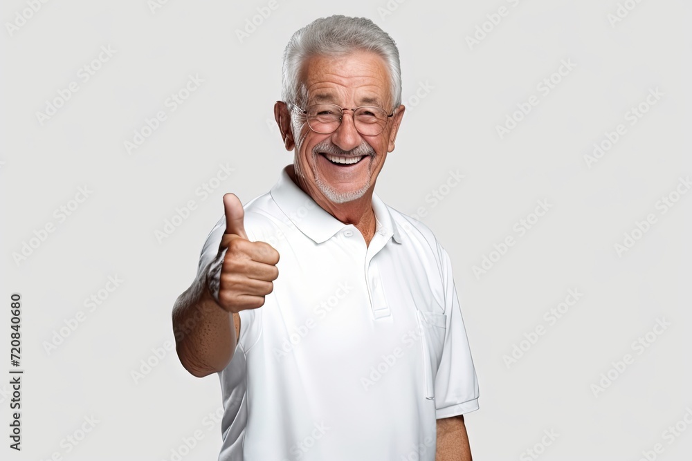 Smiling Elderly Man Shows a Like, Okay Symbol, Thumbs Up, Most Obliging ...
