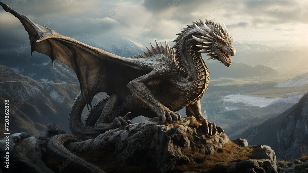 Super realistic image of beautiful dragon with red eyes and sharp ...