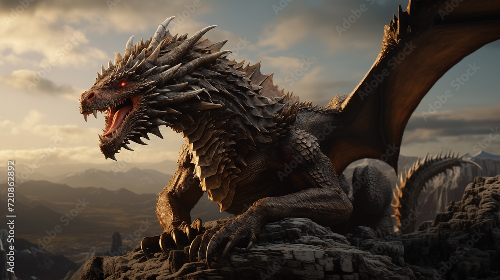 Super realistic image of beautiful dragon with red eyes and sharp ...