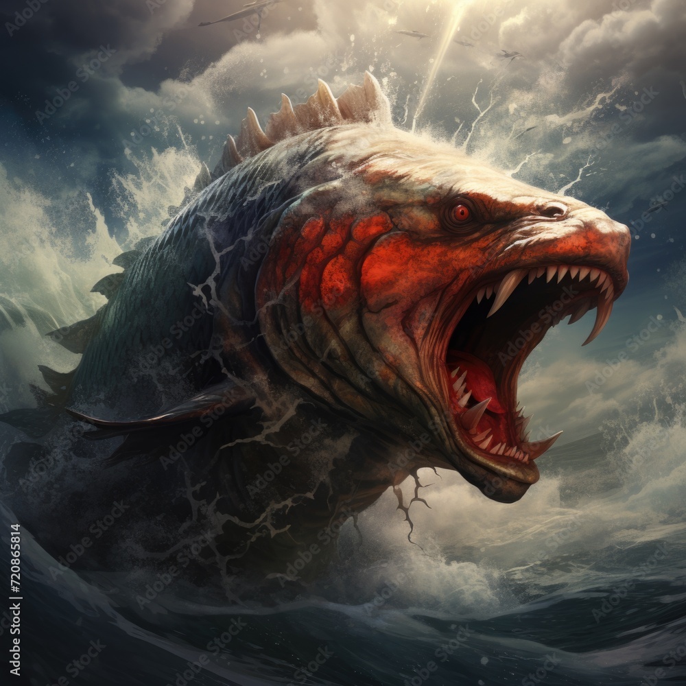 Big Bloody Fish Hunting In The Ocean Marine Life Stormy Weather big-bloody-fish-hunting-in-the-ocean-marine-life-stormy-weather