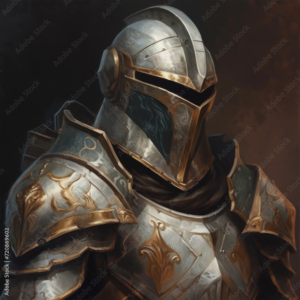 Fantasy Game Character Profile Art with Painted Style of a Knight Stock ...