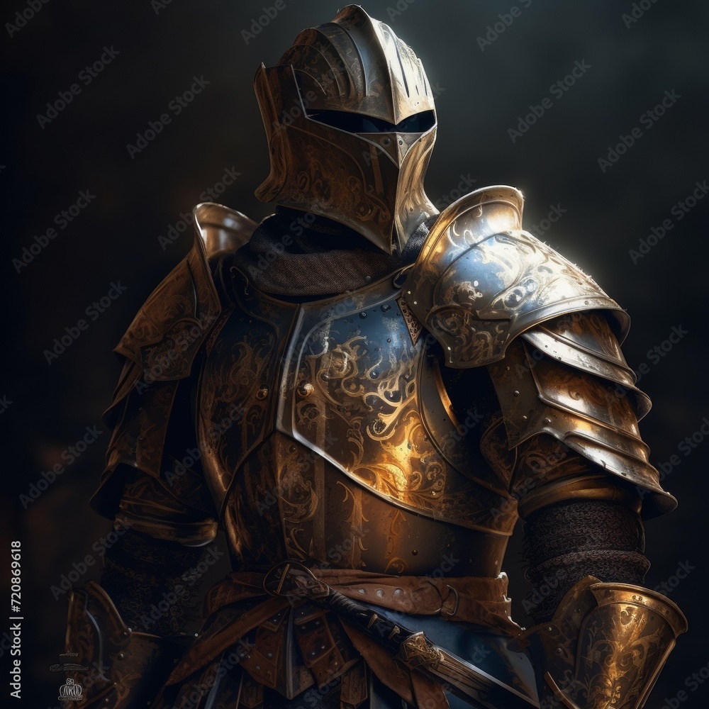 Fantasy Game Character Profile Art with Painted Style of a Knight Stock ...