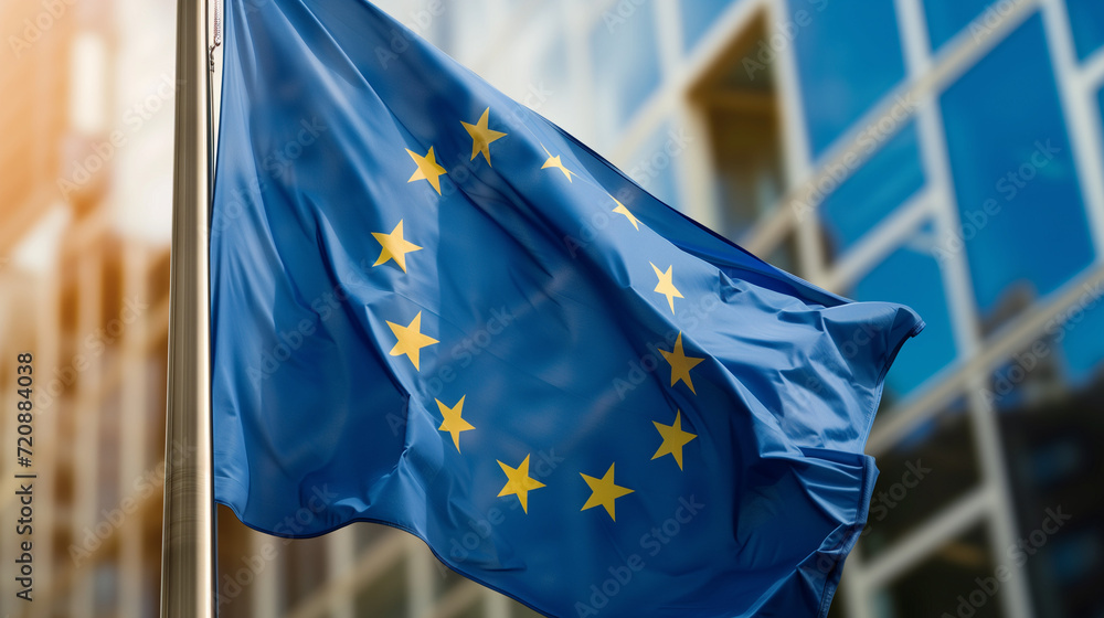 European flag representation. EU flag visual. Image captures the iconic ...