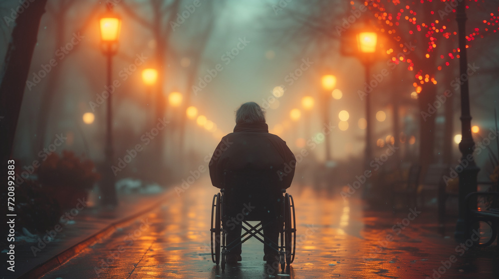 Inclusive wheelchair visuals. Mobility-challenged individual scenes ...