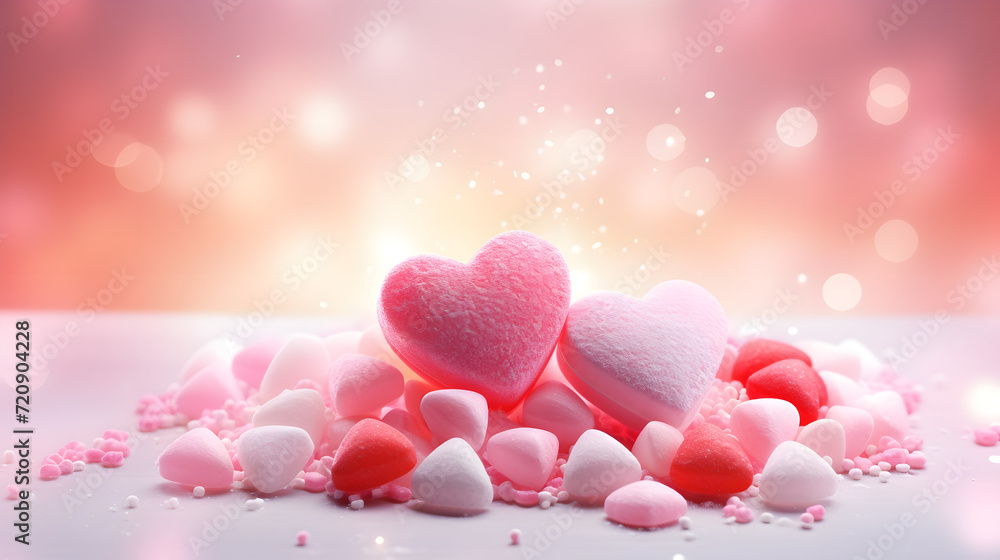 pink heart with small hearts A whimsical array of heart-shaped candies ...