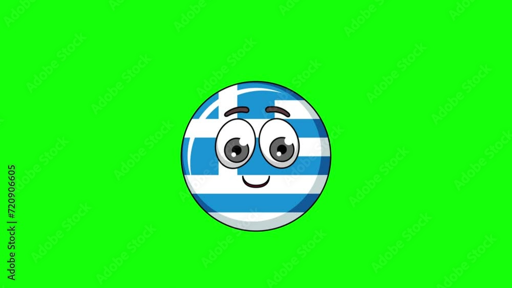 flag of greece cartoon with a smiling face with heart eyes, emoji ...