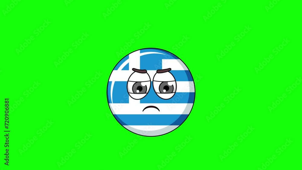 Angry emoticon of flag of greece character, loop animation emoji Stock ...
