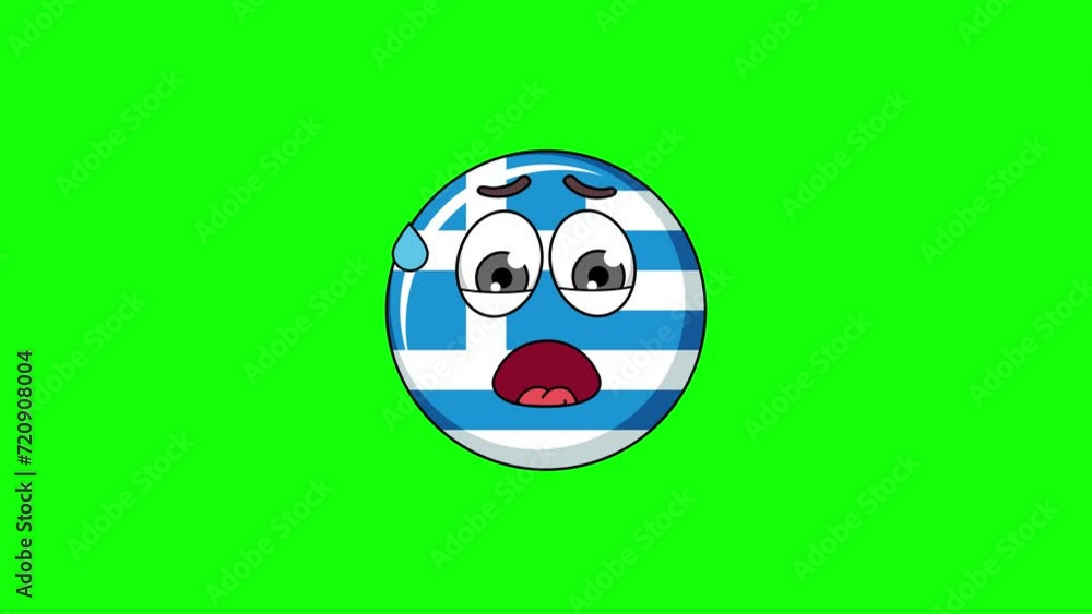 flag of greece emoticon with an expression of sweltering, hot, sweating ...
