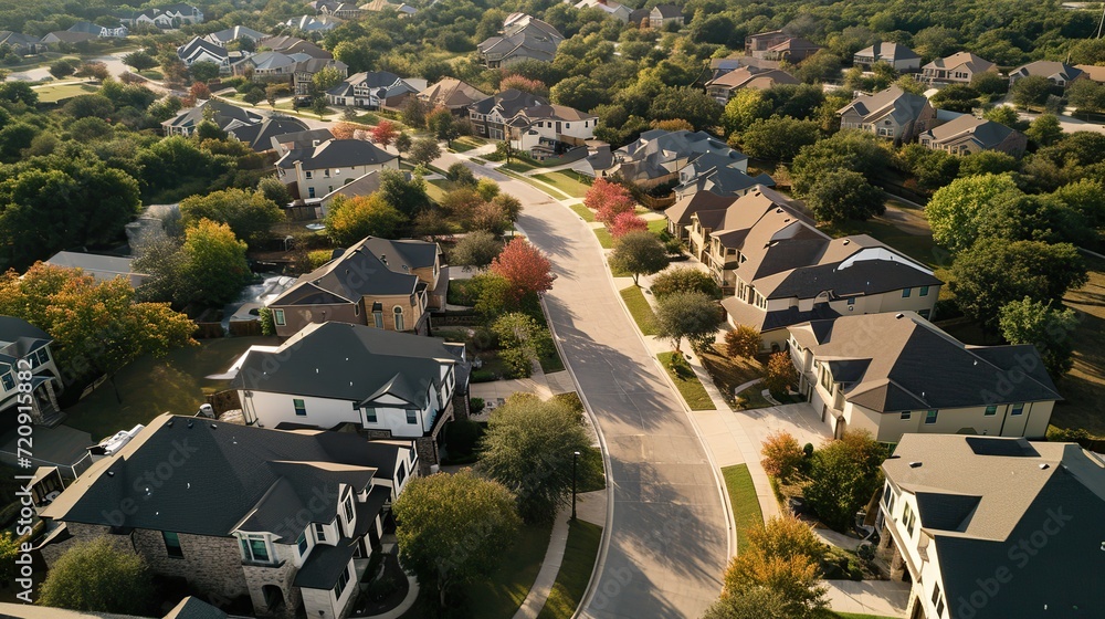 Aerial view of suburban neighborhood in suburbs Dallas, Texas, USA ...