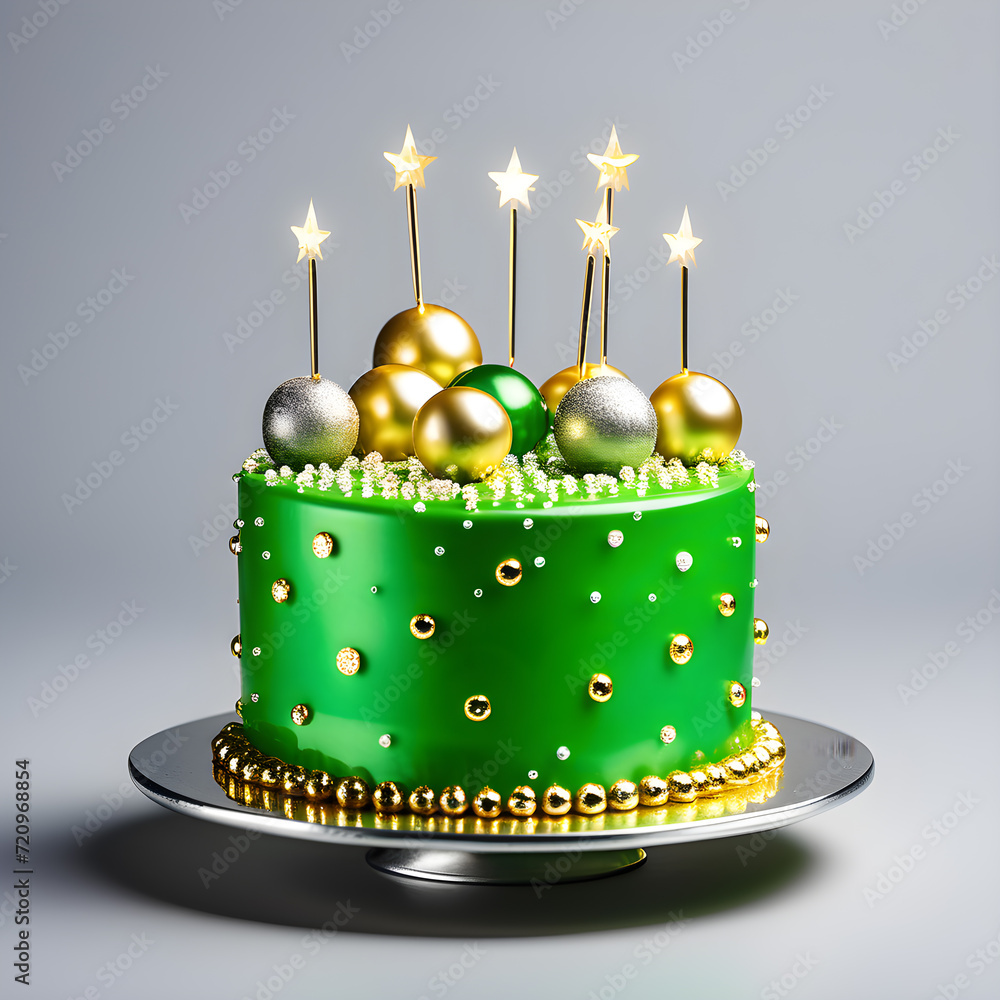 green wedding Cake with gem and diamonds on top, gem and diamonds ...