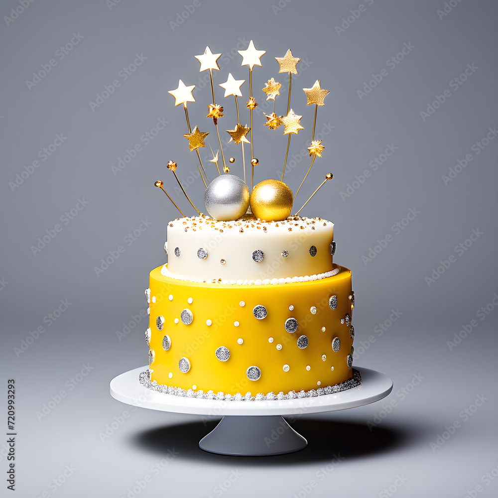 yellow wedding Cake with gem and diamonds on top, gem and diamonds ...