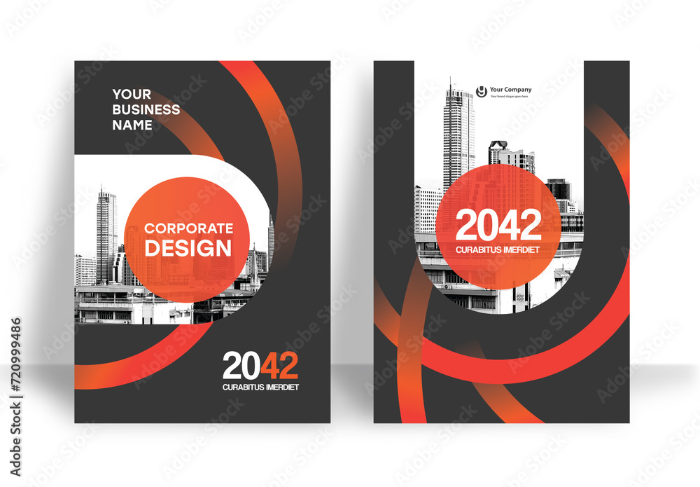 Orange and Black Geometric Book Cover Layout Stock Template | Adobe Stock