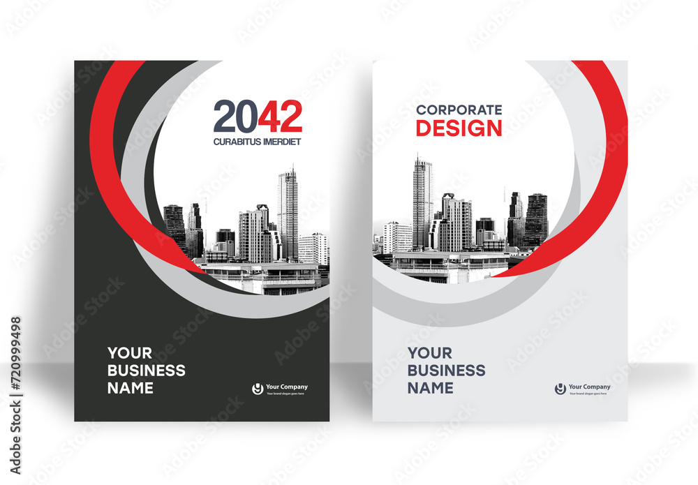 Red and White Geometric Book Cover Layout Stock Template | Adobe Stock