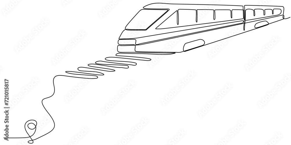 Continuous line drawing of railroad track line vector icon of a train ...
