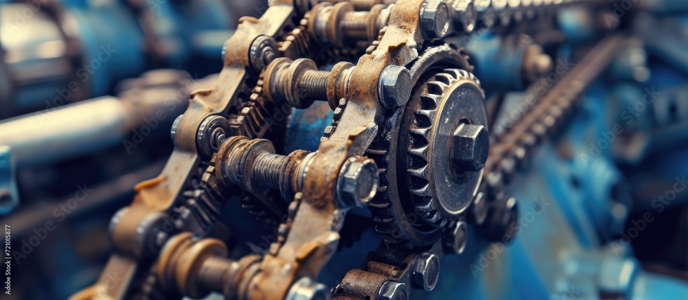 The drive chain of a diesel engine's timing mechanism is worn on the ...